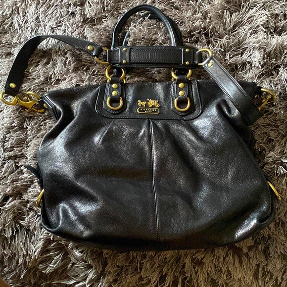 Coach | Bags | Coach Leather Satchel Bag Purse Gold Beware | Poshmark